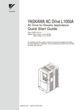 YASKAWA AC drive l1000a AC drive for elevator applications quick start guide