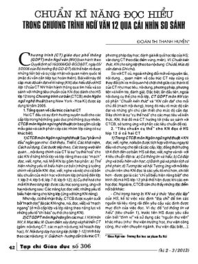 Chuẩn kĩ năng đọc hiểu trong chương trình ngữ văn 12 qua cái nhìn so sánh
