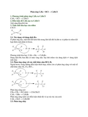 Phản ứng c2h4 + HCl → c2h5cl