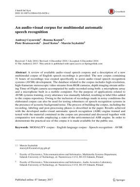 An audio visual corpus for multimodal automatic speech recognition