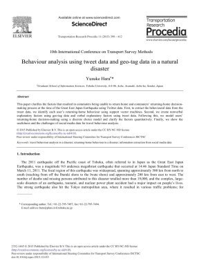 Behaviour analysis using tweet data and geo tag data in a natural disaster