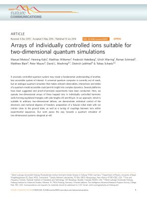 Arrays of individually controlled ions suitable for two dimensional quantum simulations