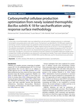 Carboxymethyl cellulase production optimization from newly isolated ...