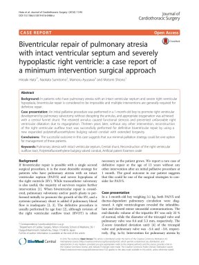 Biventricular repair of pulmonary atresia with intact ventricular ...