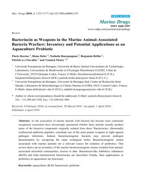 Bacteriocin as weapons in the marine animal associated bacteria warfare ...
