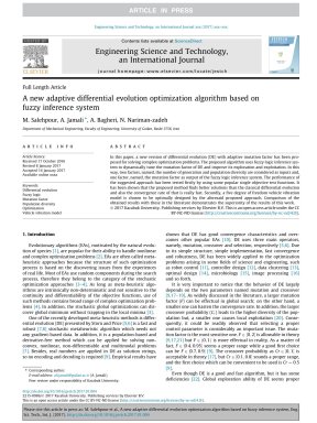 A new adaptive differential evolution optimization algorithm based on fuzzy inference system
