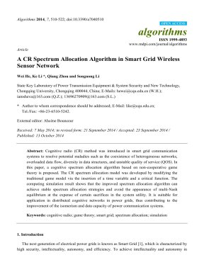 A CR spectrum allocation algorithm in smart grid wireless sensor network