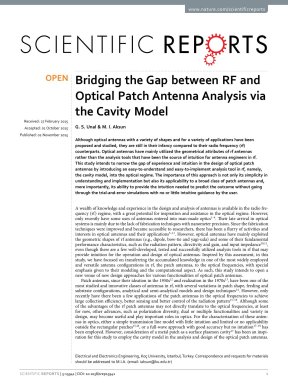 Bridging the gap between RF and optical patch antenna analysis via the ...