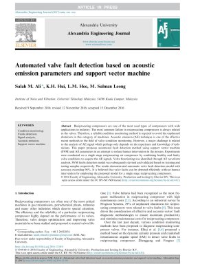 Automated valve fault detection based on acoustic emission parameters and support vector machine