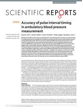 Accuracy of pulse interval timing in ambulatory blood pressure measurement
