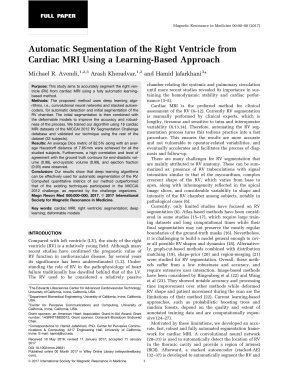 Automatic segmentation of the right ventricle from cardiac MRI using a ...