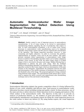 Automatic semiconductor wafer image segmentation for defect detection using multilevel thresholding