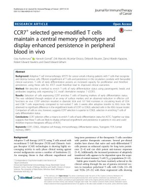 CCR7+ selected gene modified t cells maintain a central memory ...
