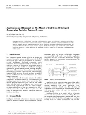 Application and Research on The Model of Distributed Intelligent ...