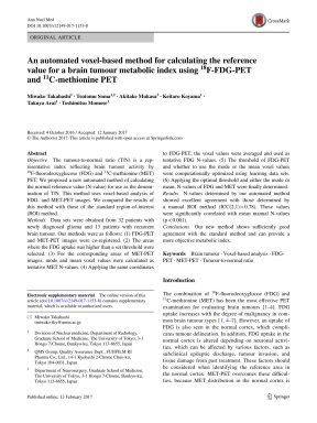 An automated voxel based method for calculating the reference value for a brain tumour metabolic ...
