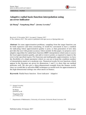Adaptive radial basis function interpolation using an error indicator