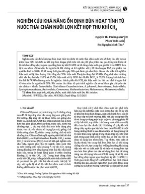 Nghiên cứu khả năng ổn định bùn hoạt tính từ nước thải chăn nuôi lợn kết hợp thu khí CH4