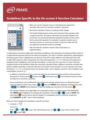 Guidelines specific to the on screen 4 function calculator