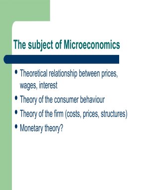 PowerPoint presentation The subject of Microeconomics