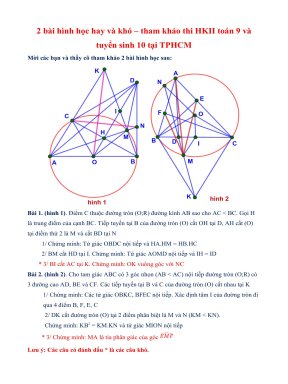 2 bài hình tham khảo thi HKII toán 9 + TS10 hay và khó