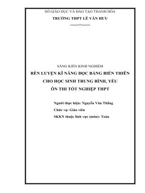 (SKKN HAY NHẤT) rèn luyện kĩ năng đọc bảng biến thiên cho học sinh ...