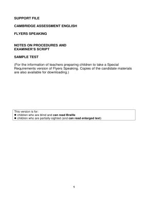 YLE flyers speaking support booklet sample test