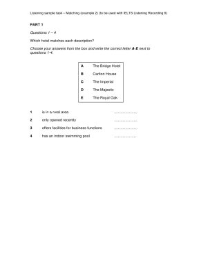 Listening sample task – Matching (example 2) (to be used with IELTS ...