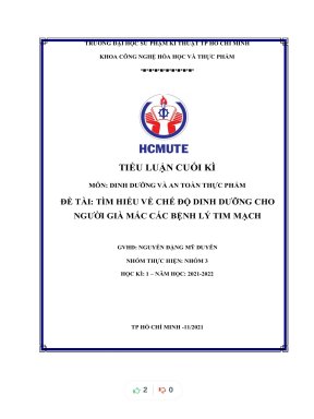 TÌM HI u v CH ể ề ế độ DINH DƯỠNG CHO NGƯỜI GIÀ m c các b NH lý TIM m ắ ệ Ạ