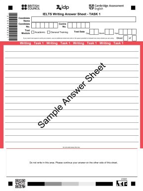 academic writing answer sheet task 1