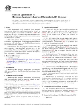 C1694 09 standard specification for reinforced autoclaved aerated ...