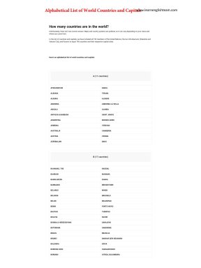 alphabetical list of all countries and capitals shown on list of ...
