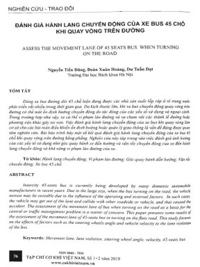 Đánh giá hành lang chuyển động của xe bus 45 chỗ khi quay vòng trên đường