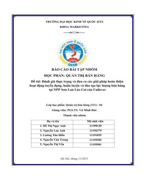 (TIỂU LUẬN) đánh giá thự ạng và đưa ra các giả ện hoạt động tuy n d ể ụng, hu n luy o l ng bán ...
