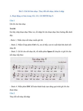 tin hoc lop 5 bai 3 ghi loi ban nhac thay doi not nhac them o nhip