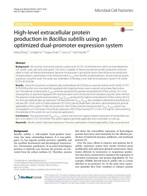 high level extracellular protein production in bacillus subtilis using ...