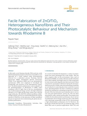 facile fabrication of zno tio2 heterogeneous nanofibres and their photocatalytic behaviour and