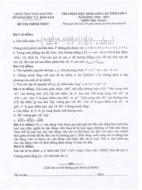 de thi chon hoc sinh gioi tinh toan 9 nam 2020 2021 so gddt thai nguyen