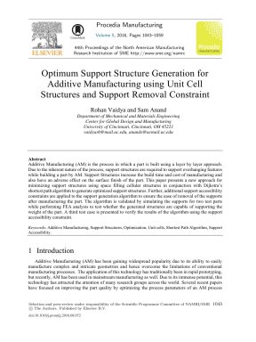 optimum support structure generation for additive manufacturing using ...