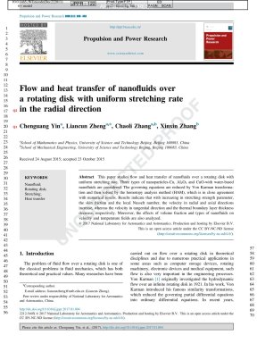 flow and heat transfer of nanofluids over a rotating disk with uniform ...