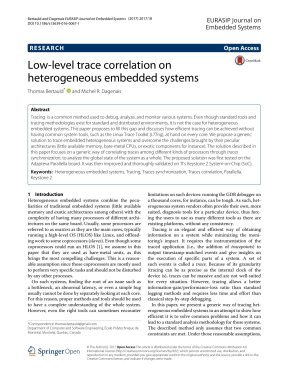 low level trace correlation on heterogeneous embedded systems