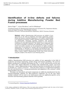 identification of in line defects and failures during additive ...