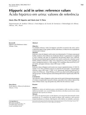 hippuric acid in urine reference values