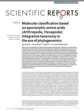 molecular classification based on apomorphic amino acids arthropoda ...