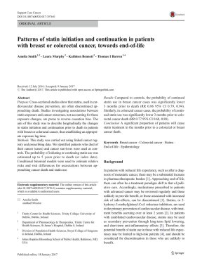 patterns of statin initiation and continuation in patients with breast ...