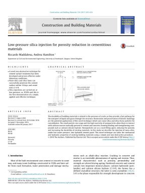 low pressure silica injection for porosity reduction in cementitious ...