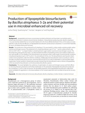 production of lipopeptide biosurfactants by bacillus atrophaeus 5 2a ...
