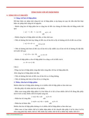 tom tat ly thuyet va bai tap trac nghiem tinh toan voi so thap phan - Tài liệu text