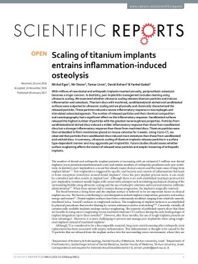 scaling of titanium implants entrains inflammation induced osteolysis