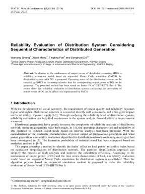 reliability evaluation of distribution system considering sequential characteristics of distributed