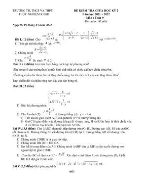 de kiem tra giua hoc ky 2 toan 9 nam 2021 2022 truong thuc nghiem khgd ha noi